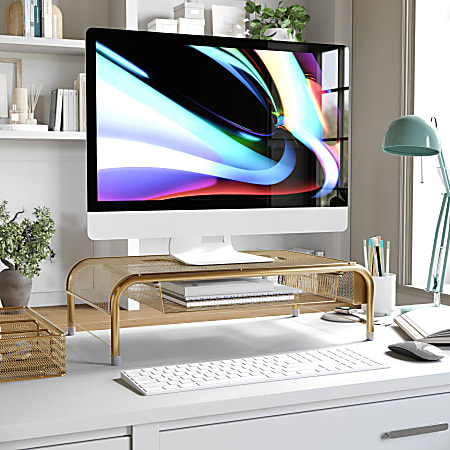 Martha Stewart Ryder Mesh Metal Desktop Monitor Stand Riser With ...