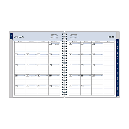 2025 Blue Sky WeeklyMonthly Planning Calendar 7 x 9 PassagesSolid Gray ...