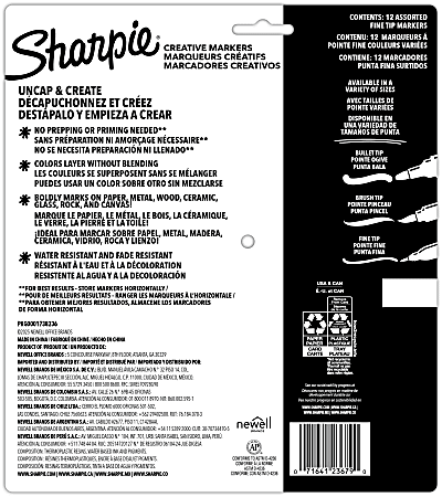 Sharpie Creative Markers Warm Tones Water Based Acrylic Markers Fine ...