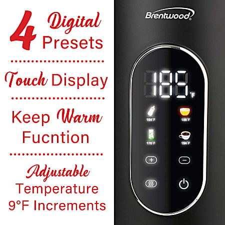 Brentwood KT 2014DBK 1100 Watt 1.7 L Cordless Cool Touch Digital ...