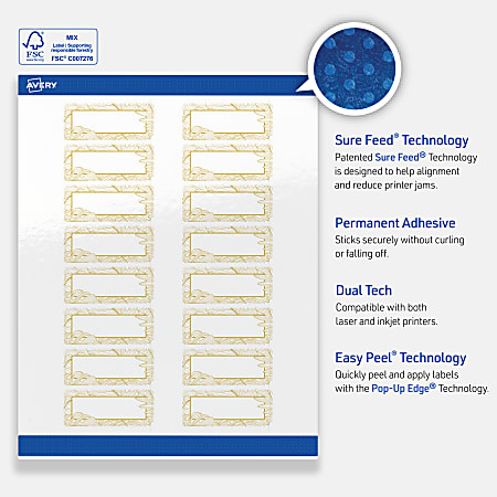 Avery Printable Labels With Sure Feed Technology S00 EVV Rectangle 1 x ...