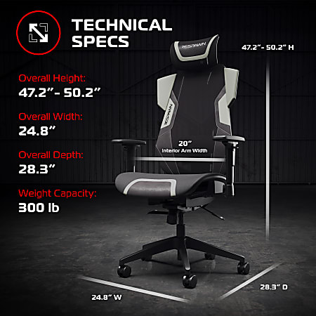 RESPAWN FLEXX Mesh Gaming Chair With Lumbar Support Gray RSPPRMB03GRY ...