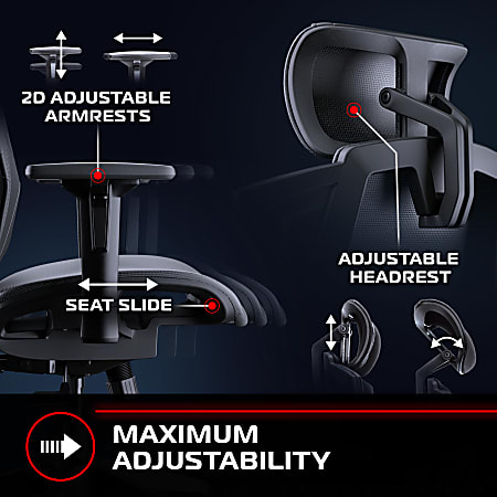 RESPAWN FLEXX Mesh Gaming Chair With Lumbar Support Gray RSPPRMB03GRY ...
