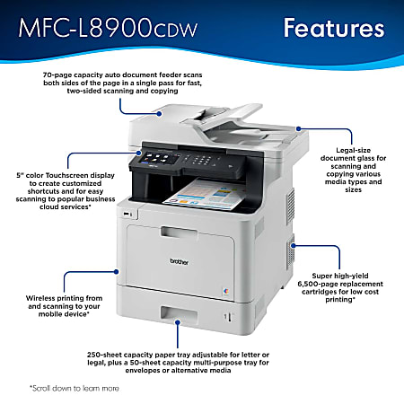 Brother Business MFC L8900CDW Wireless Laser All In One Color Printer - Office Depot