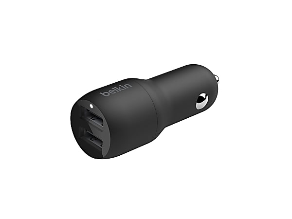 Belkin 24 Watt Dual USB Car Charger USB A Black - Office Depot