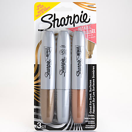 Sharpie Metallic Chisel Tip Permanent Markers Gray Barrels Assorted Ink ...