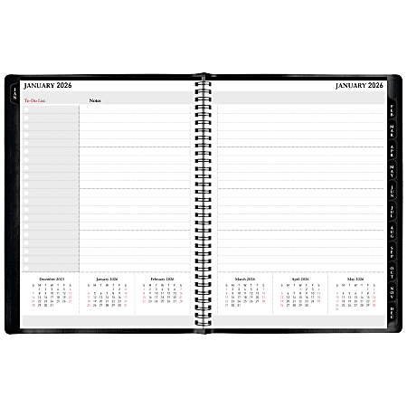 Office Depot Brand Weekly Monthly Planner 8 x 11 Black January 2026 to ...