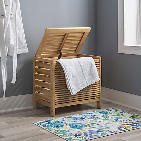 Linon Bamboo Hamper 20 12 H x 21 34 W x 15 14 D Natural - Office Depot