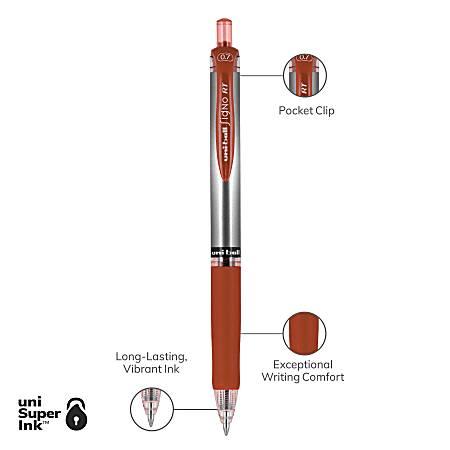 uni ball Signo Gel RT Retractable Pens Medium Point 0.7 mm Silver ...