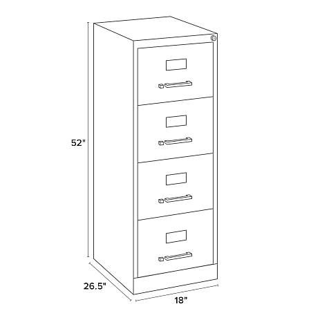 WorkPro 26 12 D Vertical 4 Drawer Legal Size File Cabinet Black ...