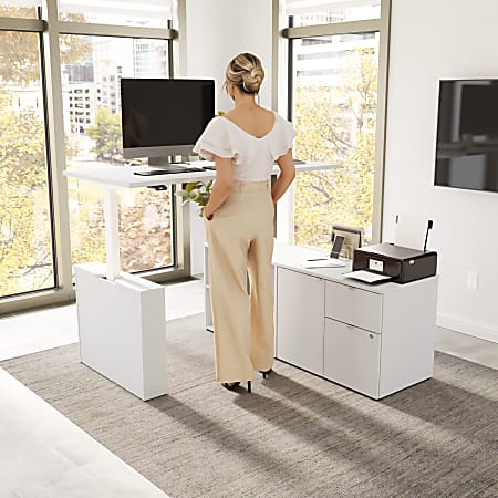 Stratus 60W x 30D Electric Height Adjustable Standing Desk with Storage ...