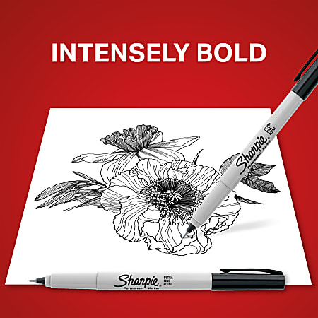 Sharpie Permanent Ultra Fine Point Markers Red Pack of 12 Markers ...