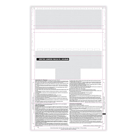 ComplyRight W 2 Blank Tax Forms 4 Up Horizontal Employee s With Backer ...
