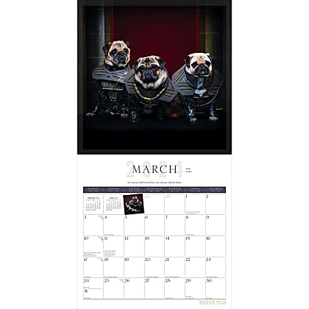 2024 BrownTrout Monthly Square Wall Calendar 12 x 12 Fantasy Pugs ...