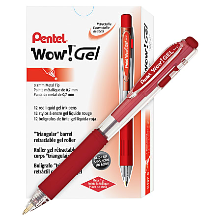 Pentel Wow Retractable Gel Roller Pens Medium Point 0.7 mm Clear Barrel ...