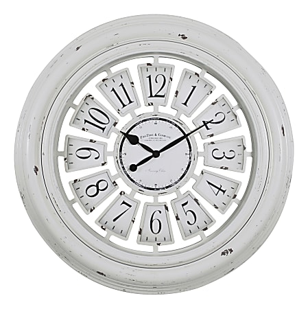 FirsTime Co. Farmhouse Plaques Wall Clock Antique Cream - Office Depot