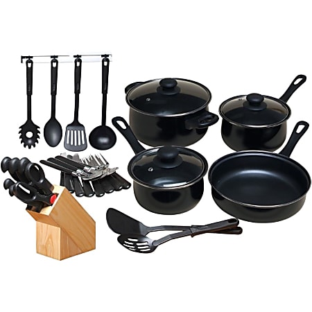 Gibson Home Kitchen 32 Piece Chef Du Jour Cookware Set Black 3.3 quart ...