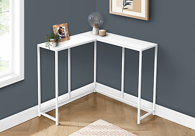 Monarch Specialties Jan L Shaped Metal Console Table 32 H x 36 W x 36 D White Office Depot