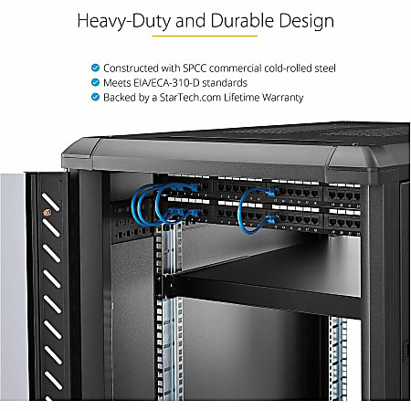 StarTech.com 1U Adjustable Mounting Depth Rack Mount Shelf Heavy Duty ...