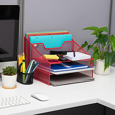 Mind Reader Desktop Vertical Paper Tray Organizer 9 12 H x 11 12 W x 12 ...