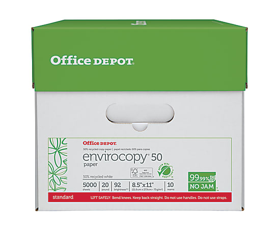 Office Depot EnviroCopy Copy Paper 10 Reams White Letter 8.5 x 11 5000 ...