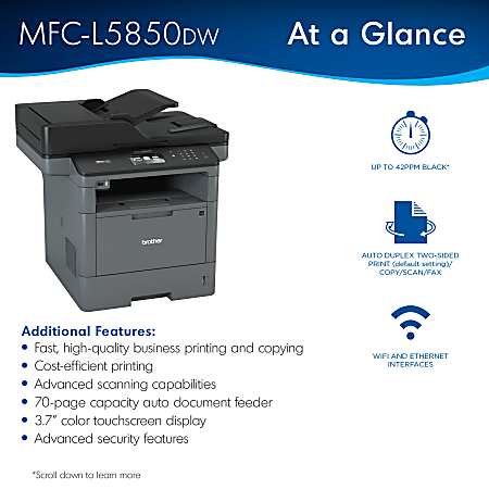 Brother MFC L5850DW Wireless Laser All In One Monochrome Printer ...