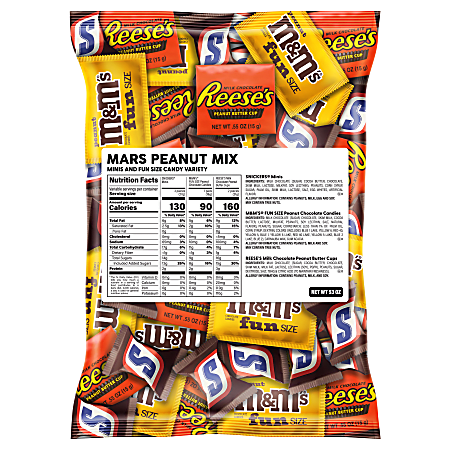 M Ms Peanut Snickers And Reeses Minis Candy Variety Mix 53 Oz Total Qty ...