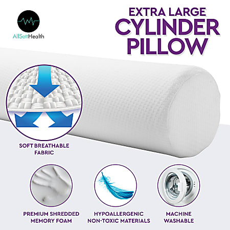 AllSett Health Ergonomic Memory Foam XXL Cylinder Bolster Body Pillow 7 ...