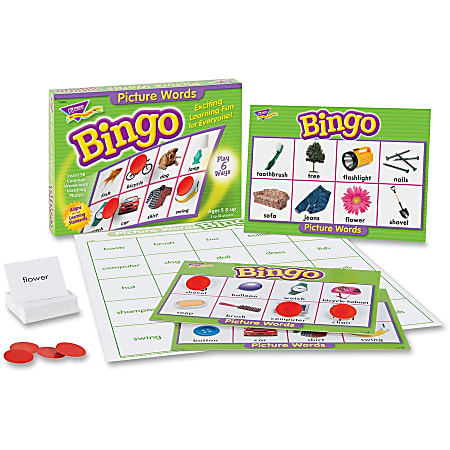 Trend Picture Words Bingo Game Educational 3 to 36 Players 1 Each ...