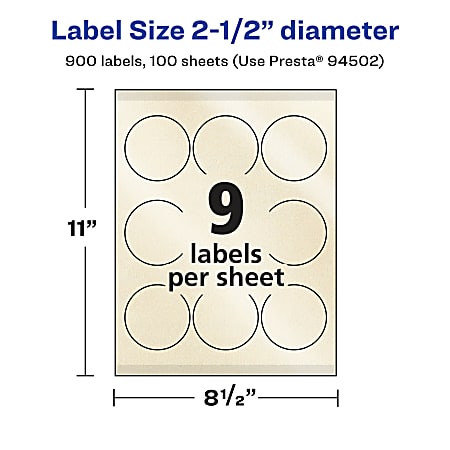 Avery Pearlized Permanent Labels With Sure Feed 94502 PIP100 Round 2 12 ...