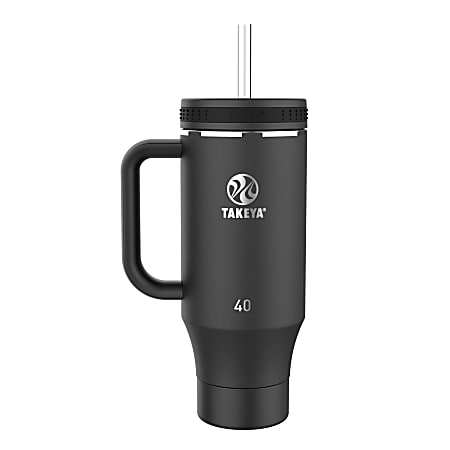 Takeya Fixed Handle Straw Tumbler 40 Oz Onyx - Office Depot