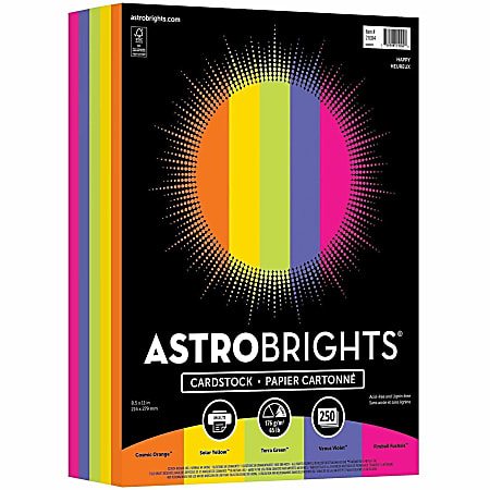 Astrobrights Color Card Stock Happy Assortment Letter 8.5 x 11 65 Lb ...