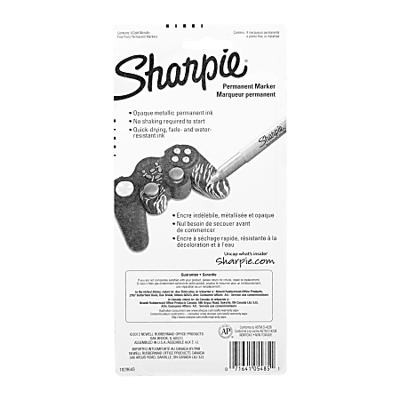 Sharpie Metallic Permanent Markers Fine Point Gold Ink Pack Of 4 ...