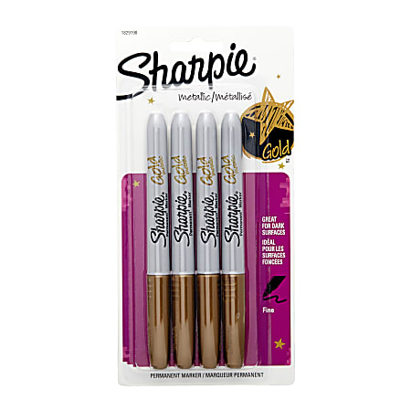 Sharpie Metallic Permanent Markers Fine Point Gold Ink Pack Of 4 ...