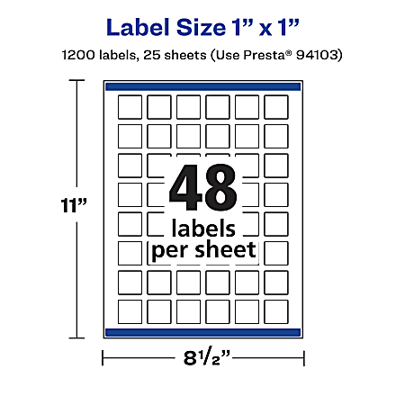 Avery Permanent Labels With Sure Feed 94103 WMP25 Square 1 x 1 White ...