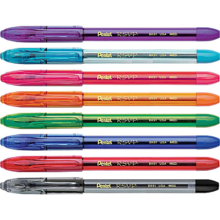 Pentel R.S.V.P. Ballpoint Pens Medium Point 1.0 mm Clear Barrel ...
