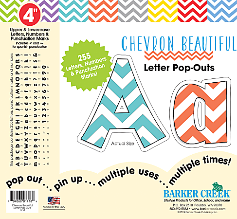 Barker Creek Letter Pop Outs 4 Chevron Beautiful Set Of 255 - Office Depot