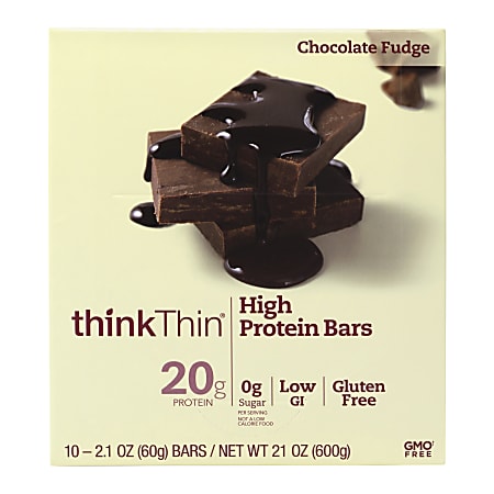 thinkTHIN High Protein Chocolate Fudge Bars 2.1 Oz Box Of 10 Bars ...