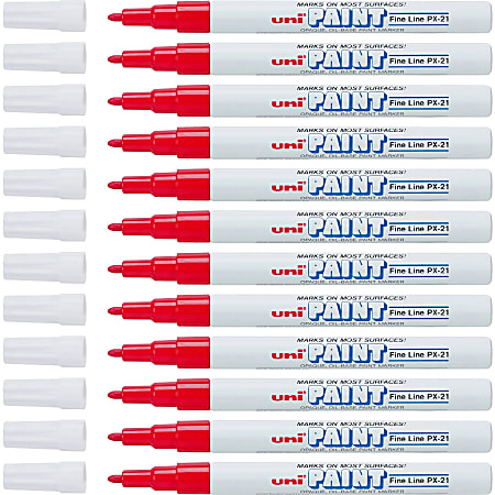 Sanford Uni Paint Markers Fine Point Red Pack Of 12 - Office Depot