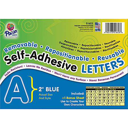 Pacon Self Adhesive Letters 2 Blue Pack Of 159 - Office Depot