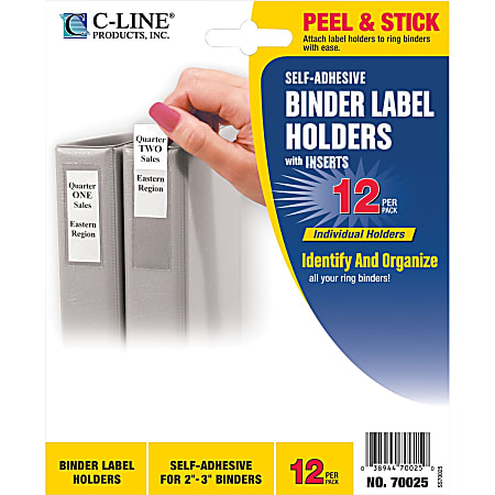 C Line Self Adhesive Binder Label Holders For 2 3 Binders CLI70025 ...
