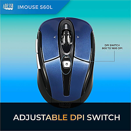 Adesso iMouse S60L Wireless RF Programmable Nano Optical Mouse Blue ...