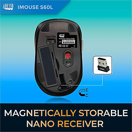 Adesso iMouse S60L Wireless RF Programmable Nano Optical Mouse Blue ...