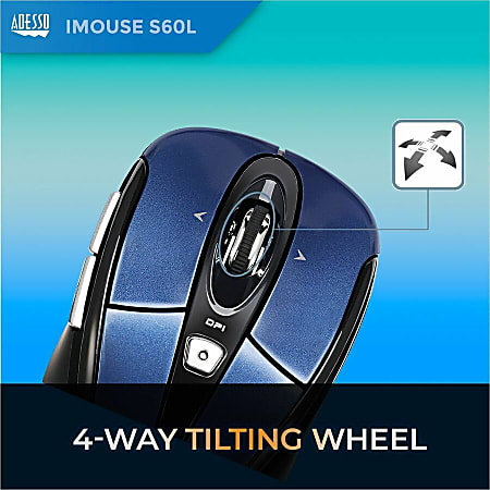 Adesso iMouse S60L Wireless RF Programmable Nano Optical Mouse Blue ...