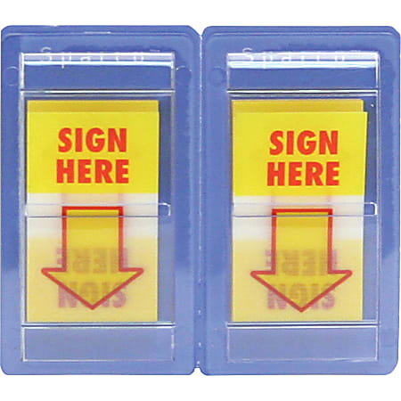 Sparco Sign Here Preprinted Self Stick Flags 1 x 1 34 Yellow Pack Of ...