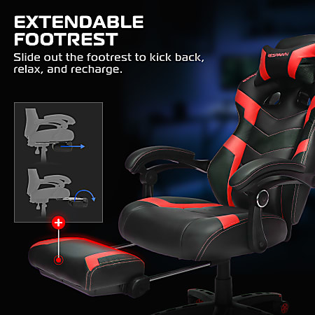 RESPAWN 110 Pro Gaming Chair With Footrest Headrest Pillow Red ...