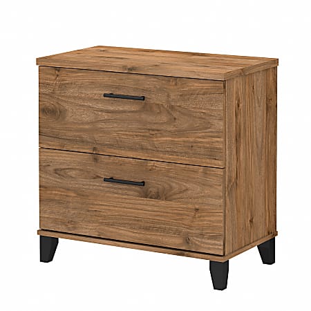 Bush Furniture Somerset 29 34 W x 16 34 D Lateral 2 Drawer File Cabinet Fresh Walnut Standard Delivery Office Depot
