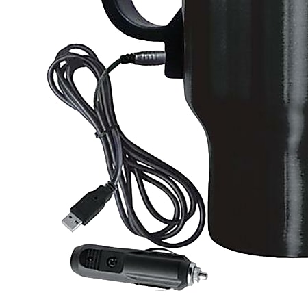 Brentwood 16 Oz Electric Coffee Mug With Wire Car Plug Black - Office Depot