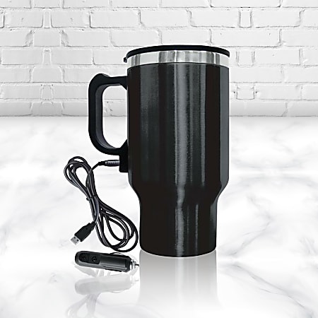 Brentwood 16 Oz Electric Coffee Mug With Wire Car Plug Black - Office Depot