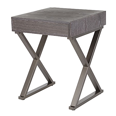 LumiSource Luster Side Table 24 14 H x 19 W x 19 D Antique MetalDark ...